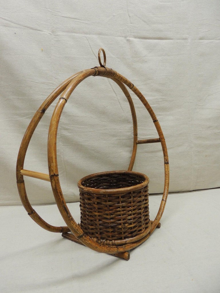 Vintage Circular Bamboo Hanging Planter For Sale at 1stDibs | bamboo ...
