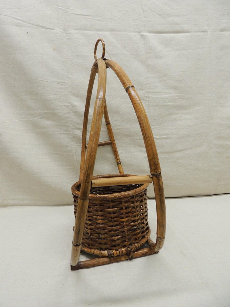 Vintage Circular Bamboo Hanging Planter For Sale at 1stDibs | bamboo ...