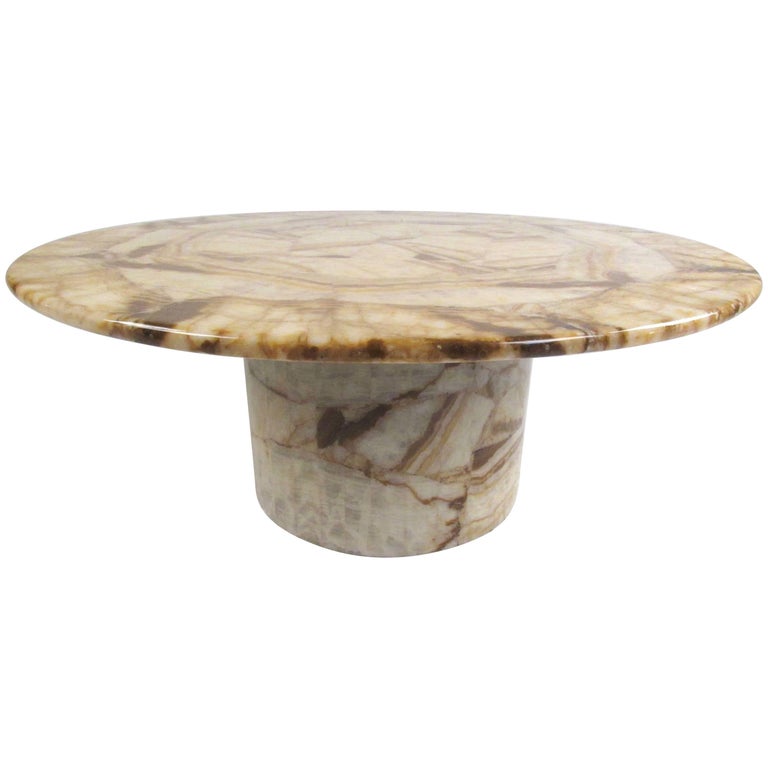 Vintage Circular Coffee Table in Stone Finish For Sale at 1stDibs