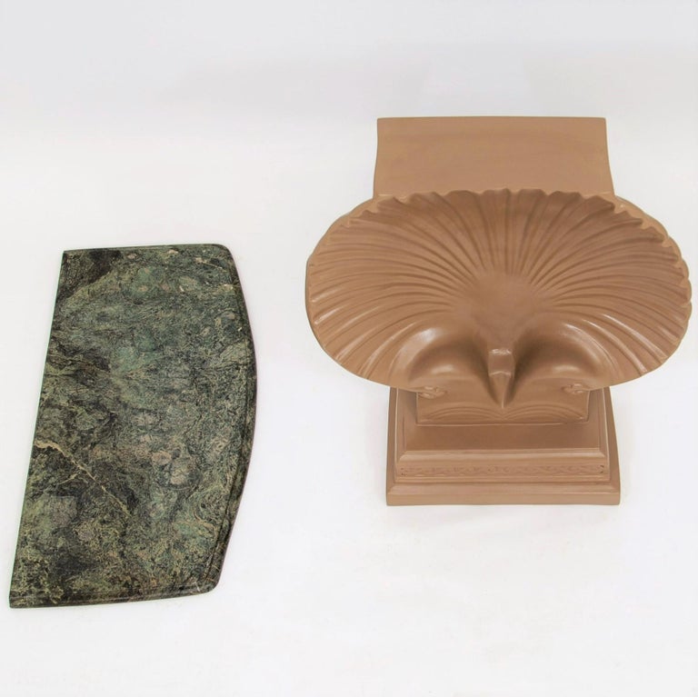 Vintage Clamshell Console Table with Green Marble Top For Sale at 1stDibs