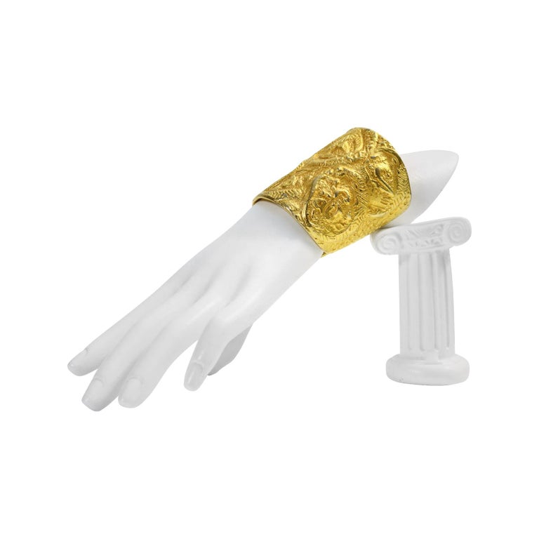 Vintage Clara Studio Gold Tone Textured Cuff For Sale at 1stDibs