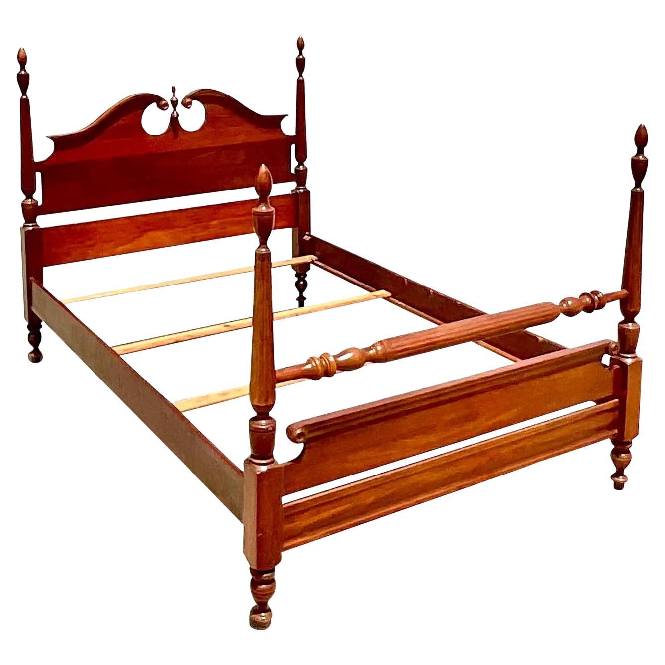 Cubist Upholstery Ebony Brighton Bedframe with Palm Tree Finials at 1stDibs