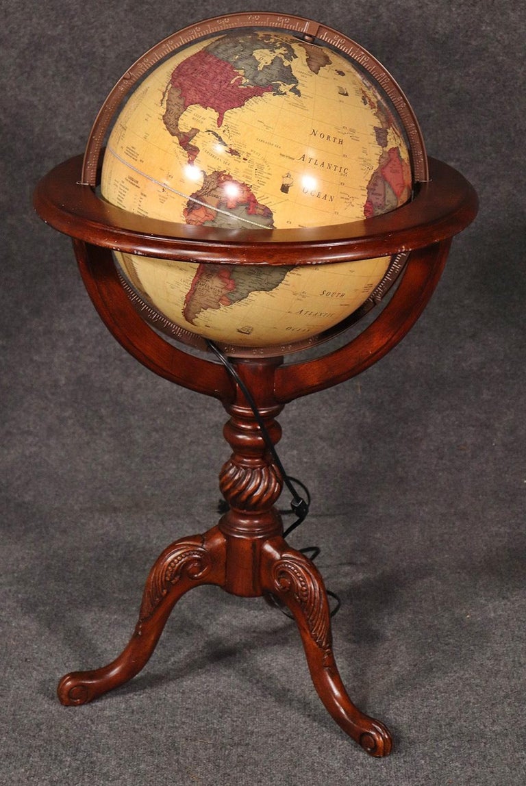 Vintage Classica Lighted French Style World Globe For Sale at 1stDibs