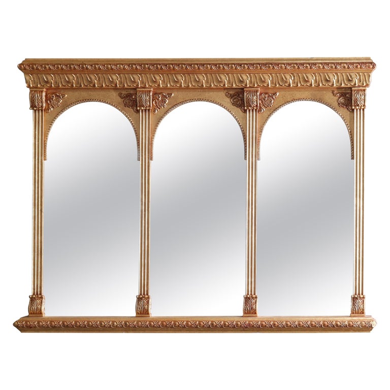 Vintage Classical Giltwood Triptych over Mantle Mirror, 20th Century at ...