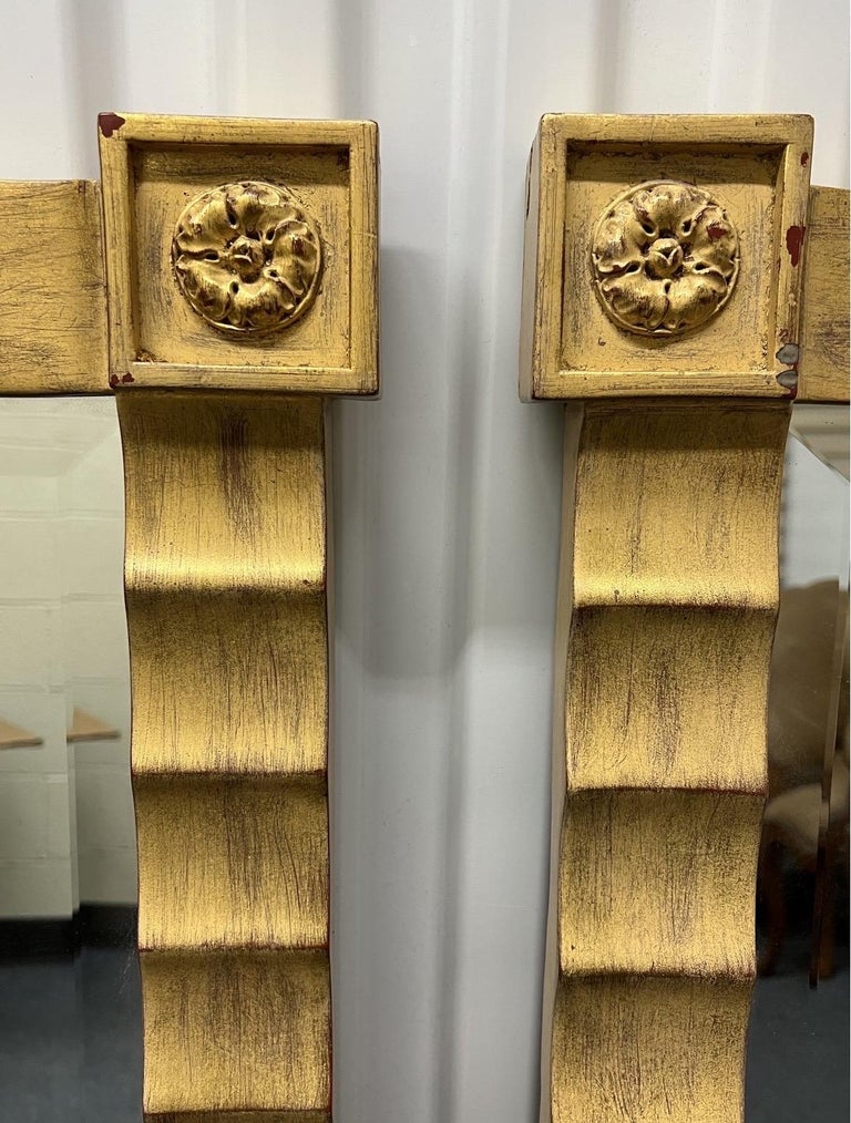 Vintage Classical Modern Gold Tone Wall Mirrors with Waterfall Design ...