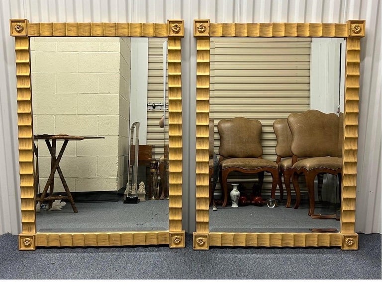 Vintage Classical Modern Gold Tone Wall Mirrors with Waterfall Design ...