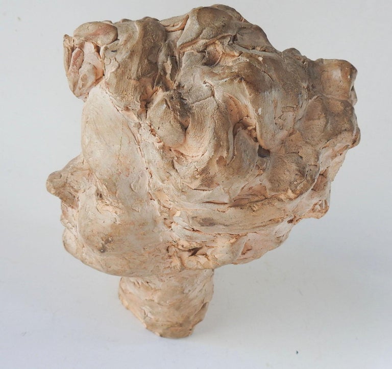 Vintage Clay Head Bust of Young Man Sculpture For Sale at 1stDibs