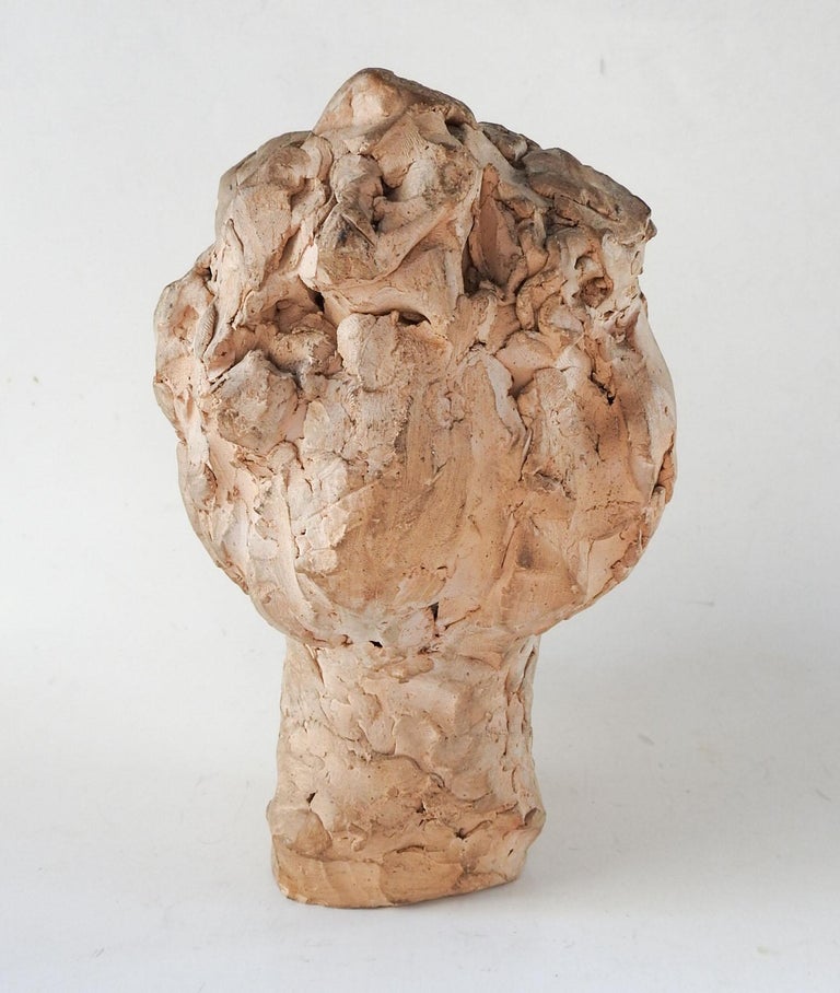 Vintage Clay Head Bust of Young Man Sculpture For Sale at 1stDibs