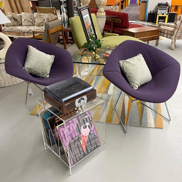 Vintage Clear Acrylic Side Table with Record, Magazine, or File Storage ...