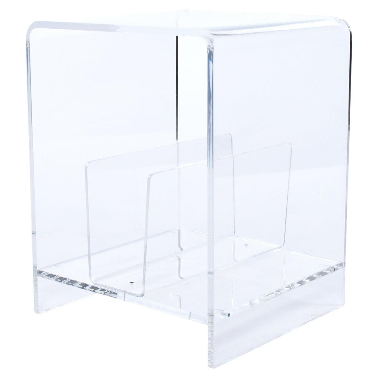Vintage Clear Acrylic Side Table with Record, Magazine, or File Storage ...