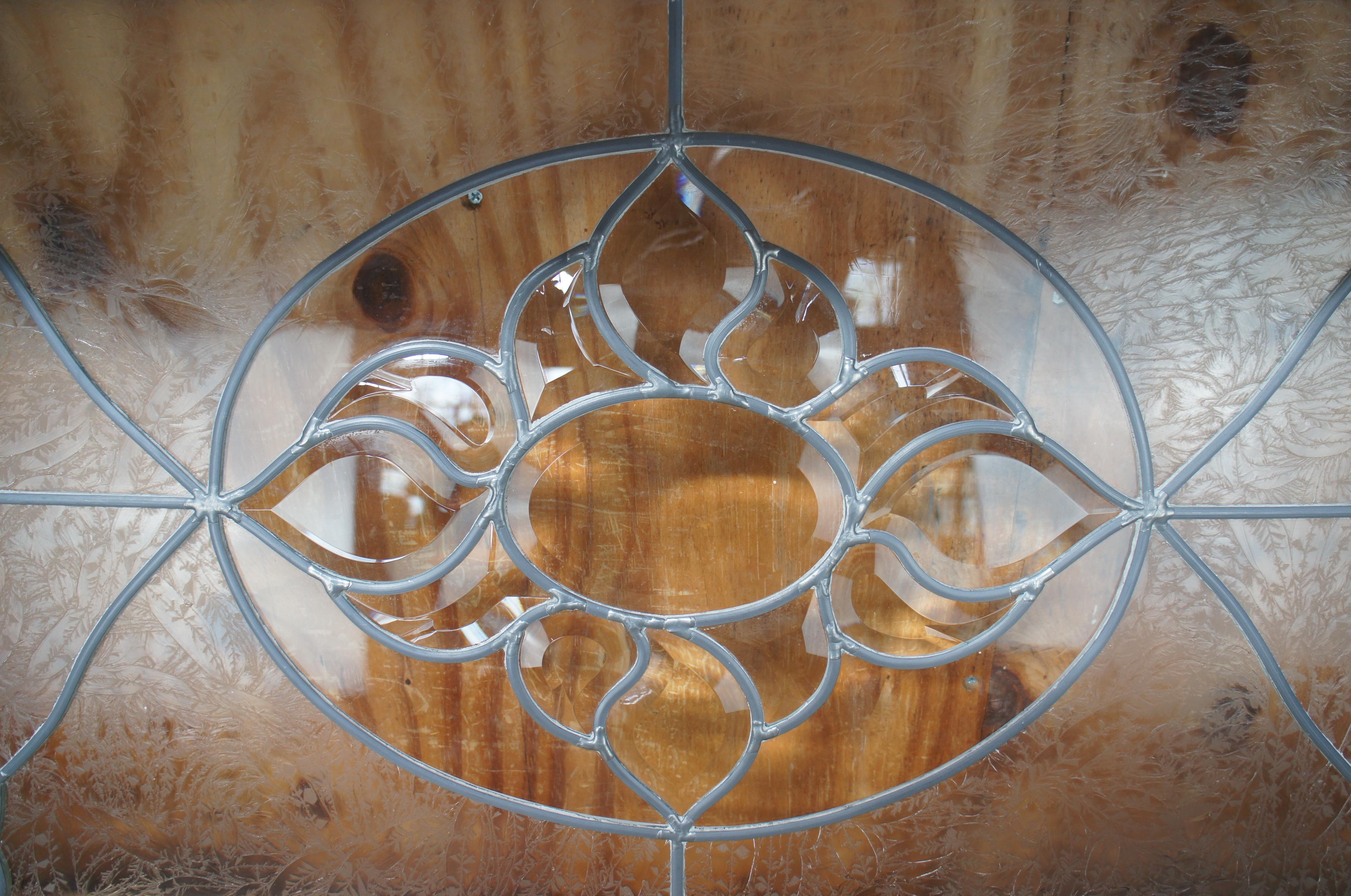 Vintage Clear Amber Leaded Stained Beveled Textured Glass Hanging ...