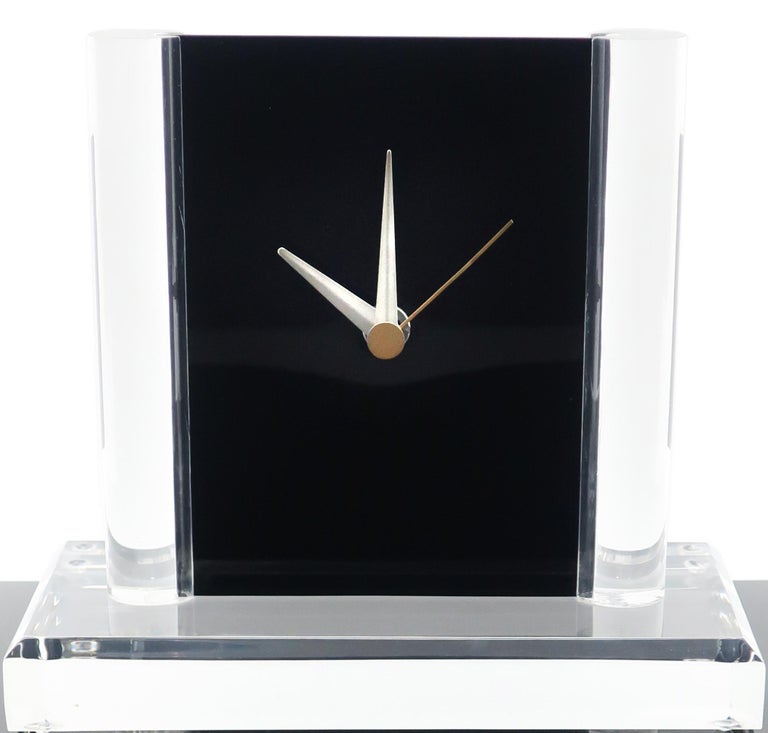 Vintage Clear and Black Lucite Clock For Sale at 1stDibs