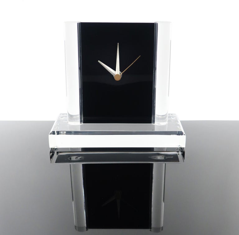 Vintage Clear and Black Lucite Clock at 1stDibs