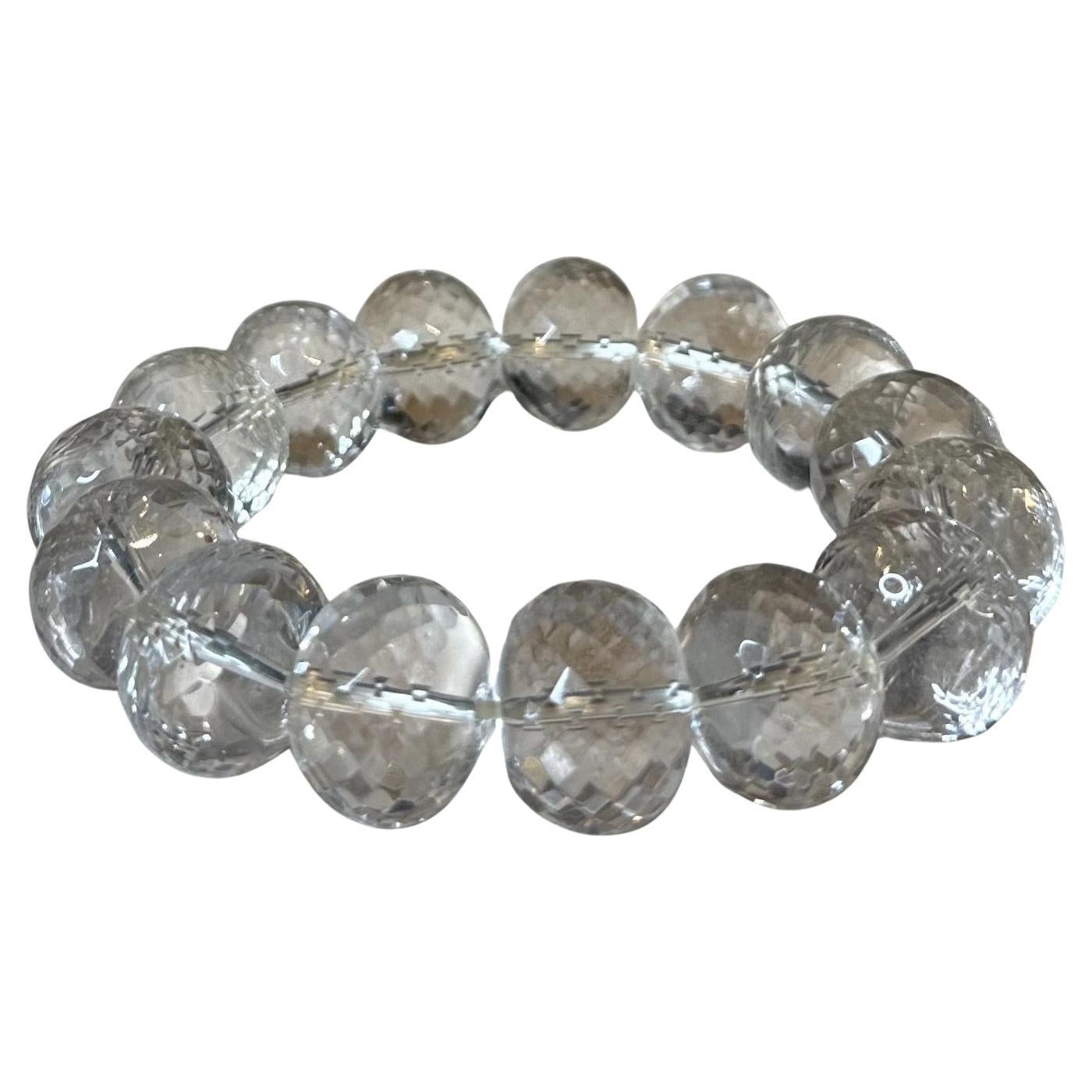 Vintage Clear Faceted Quartz Stretch Bracelet For Sale at 1stDibs