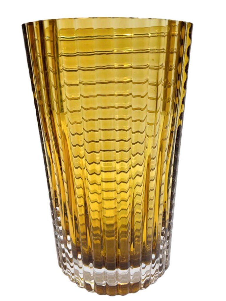 Vintage Clear Over Amber Lindshammar Vase of Elliptical Form For Sale ...