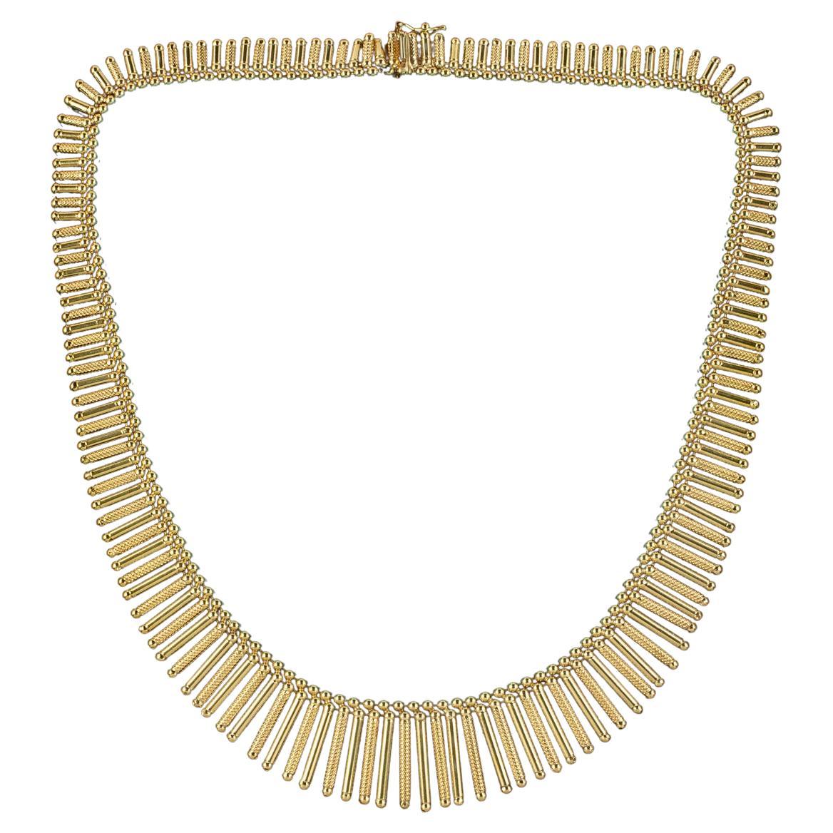 Vintage Cleopatra Fringe Collar Necklace 9ct Gold UnoAErre For Sale at ...