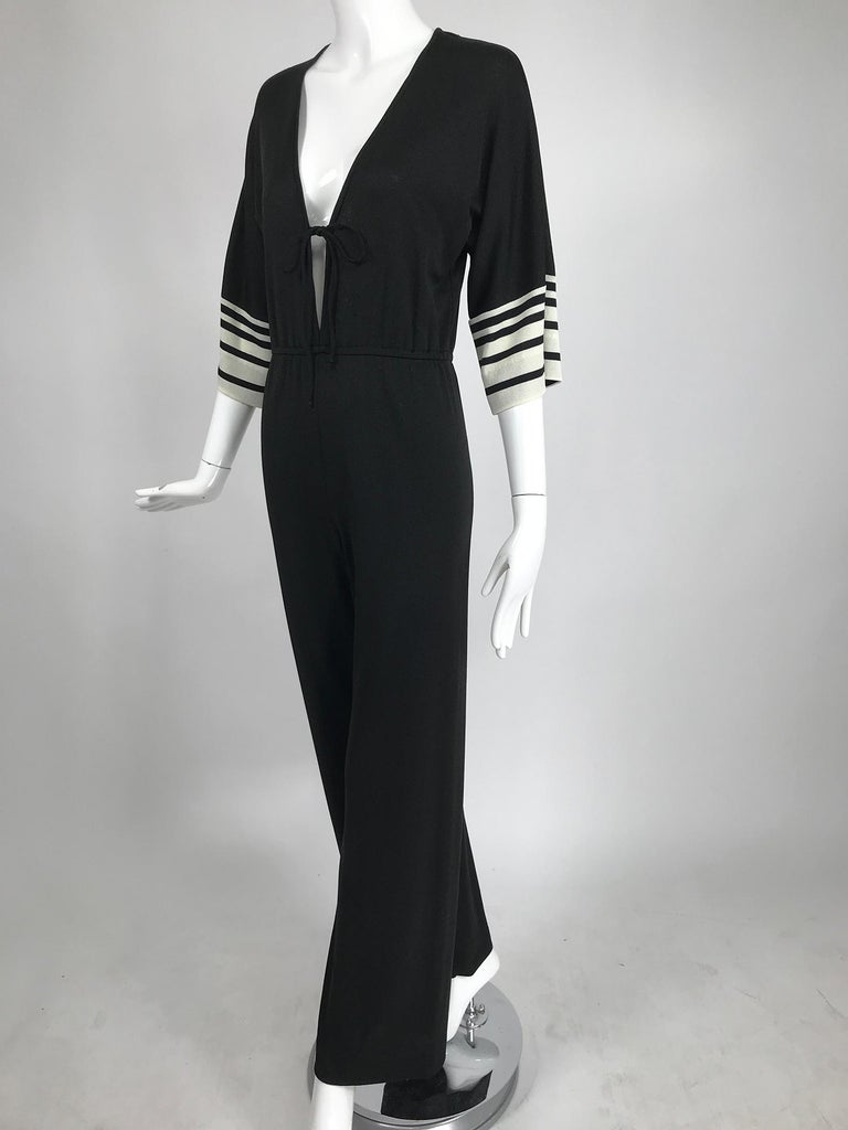 Vintage Clovis Ruffin Ruffinwear Black and White Jumpsuit 1970s at 1stDibs