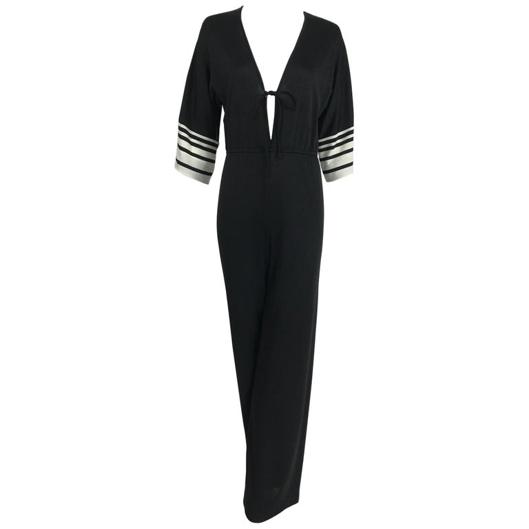 Vintage Clovis Ruffin Ruffinwear Black and White Jumpsuit 1970s at 1stDibs
