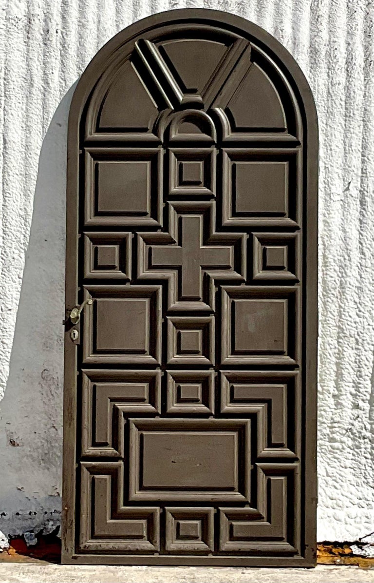 Vintage Coastal 1920s Arched Cypress Door For Sale at 1stDibs