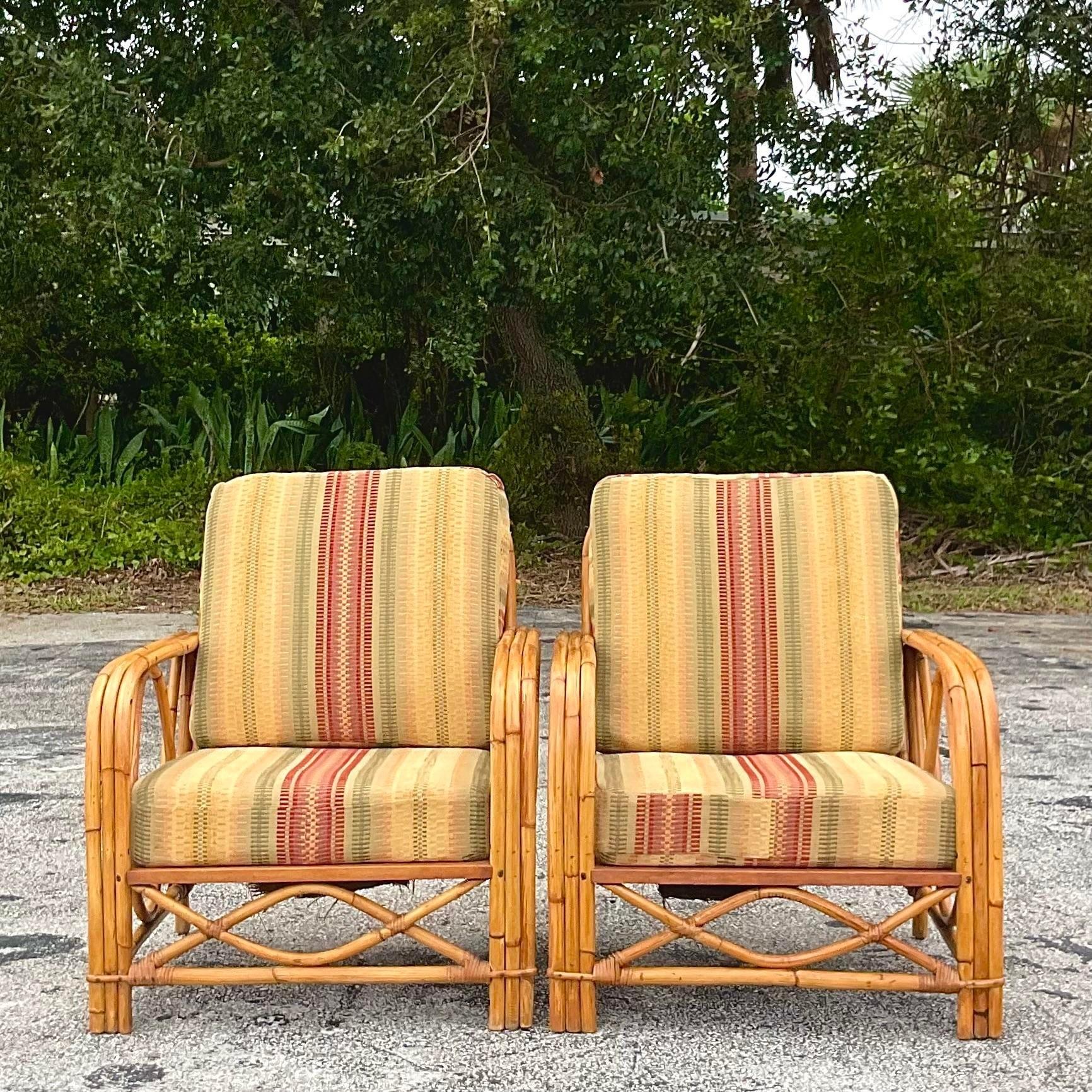Vintage Coastal 1950s Ficks Reed Bent Rattan Lounge Chairs - a Pair at ...