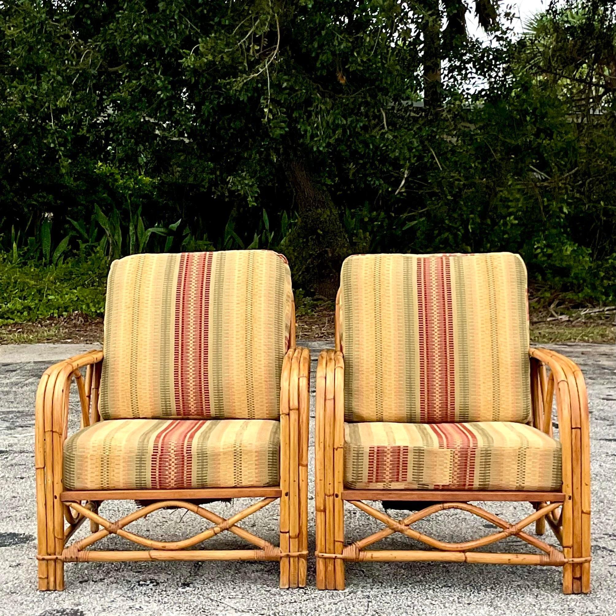 Vintage Coastal 1950s Ficks Reed Bent Rattan Lounge Chairs - a Pair at ...