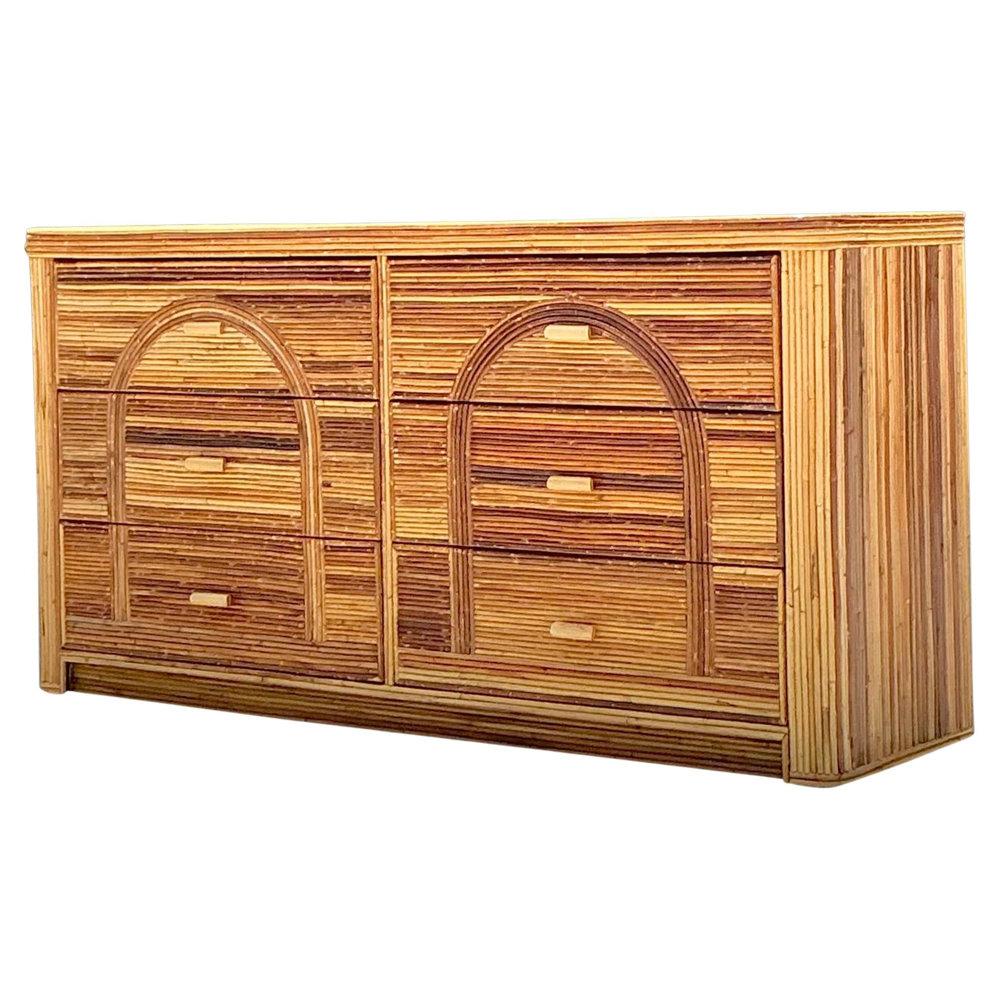 Vintage Coastal Carved Palm Tree Dresser For Sale at 1stDibs