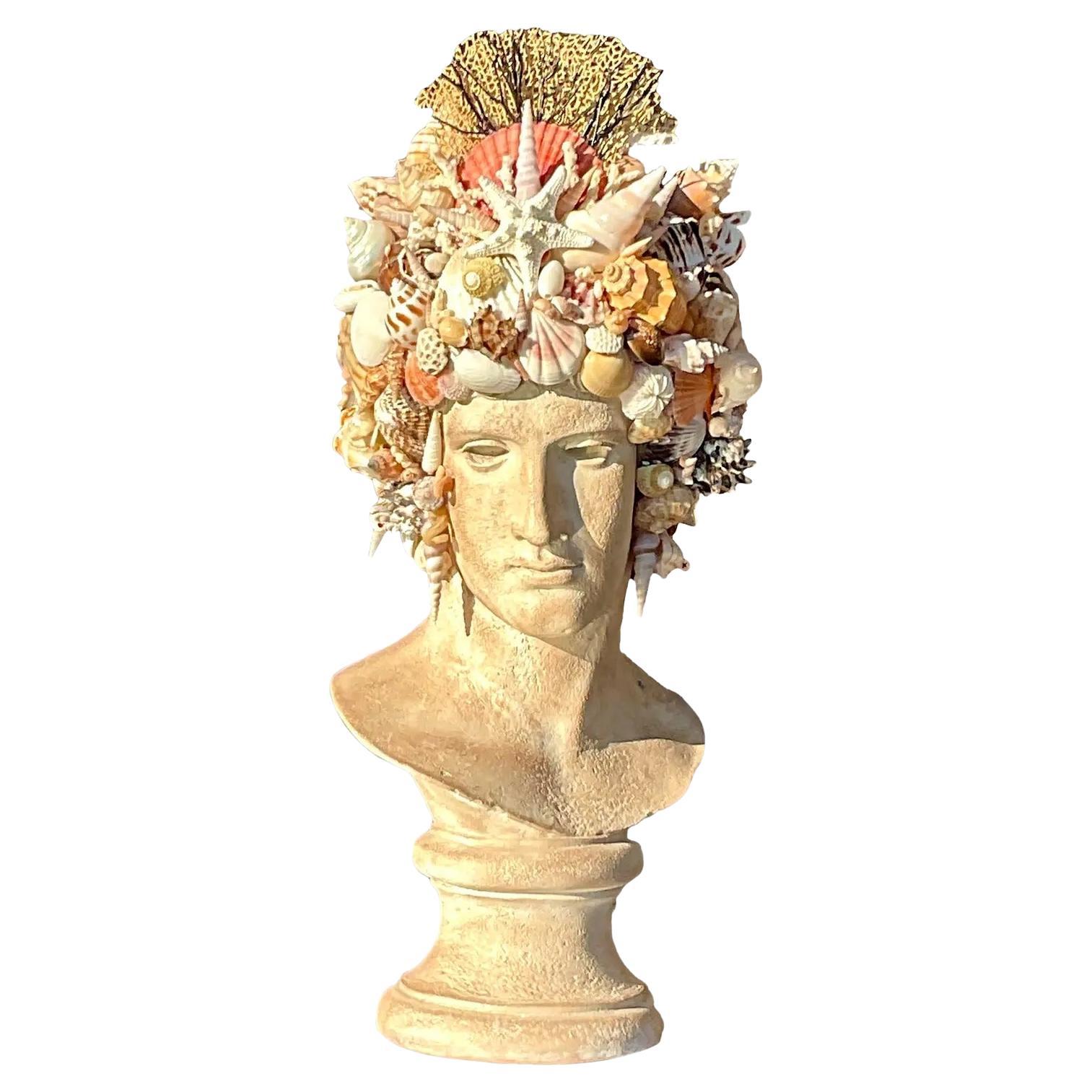 Vintage Coastal Artisan Shell Plaster Bust at 1stDibs | look who got ...
