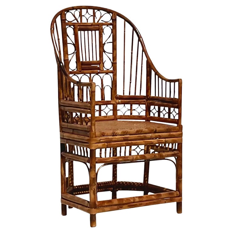 Vintage Coastal Bamboo Brighton Pavilion Chair For Sale at 1stDibs