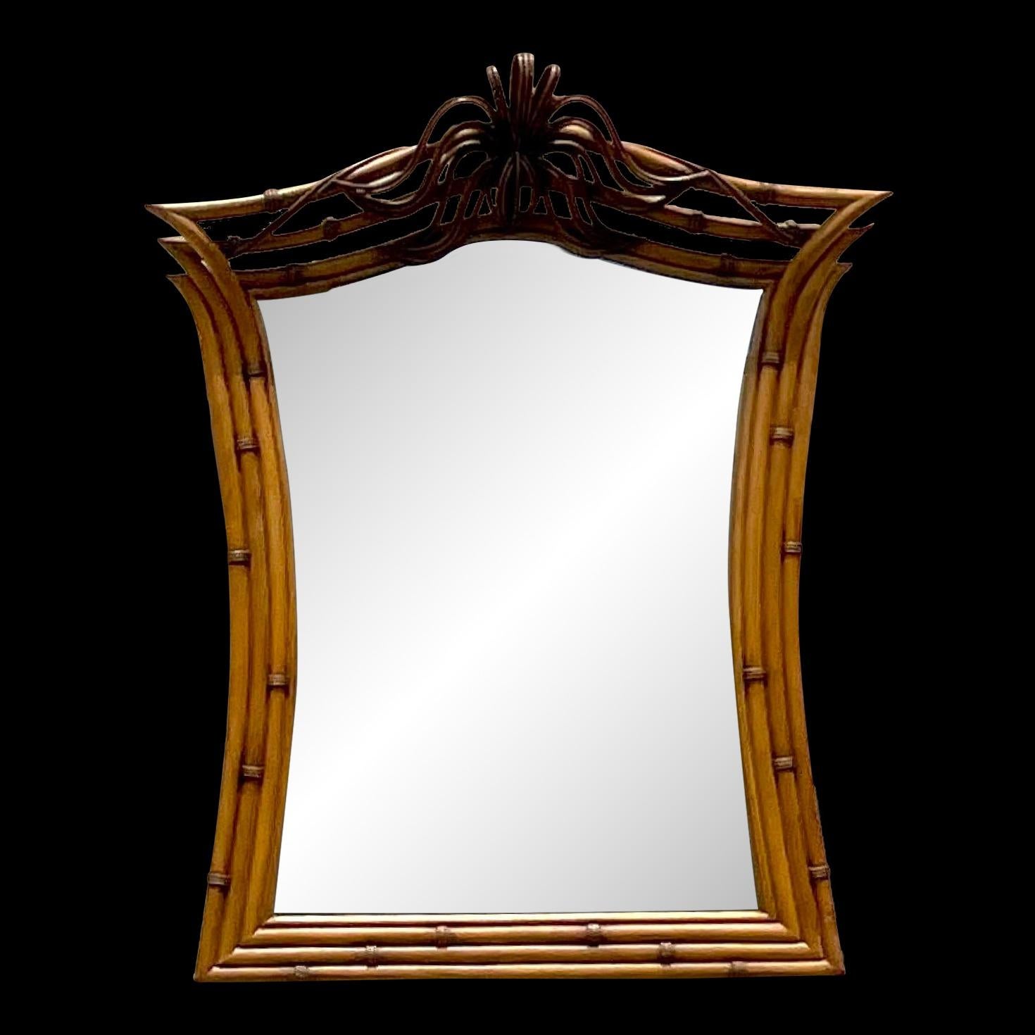 Vintage Coastal Bamboo Frame Mirror For Sale at 1stDibs