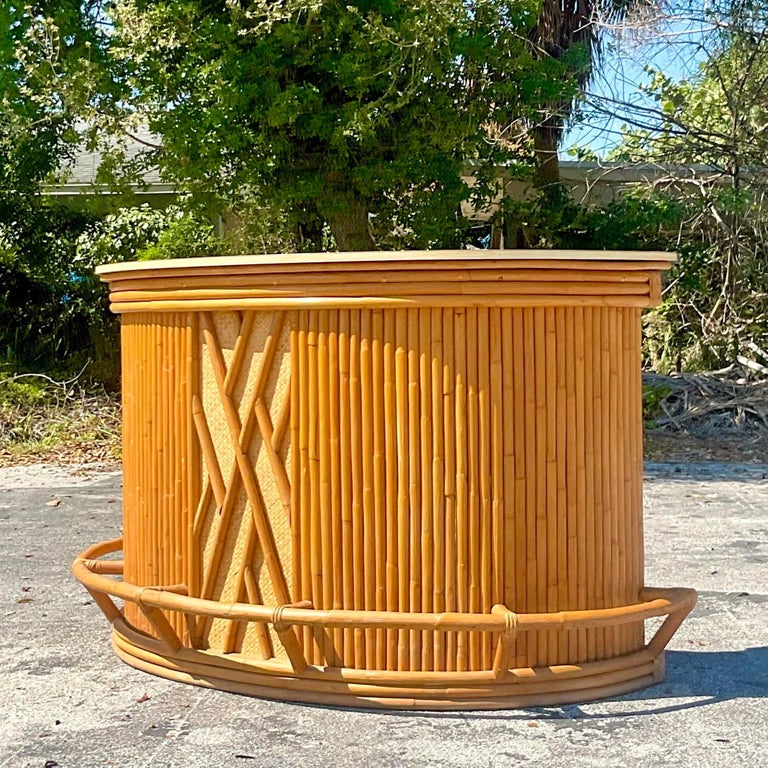 Vintage Coastal Bamboo Tiki Bar For Sale at 1stDibs