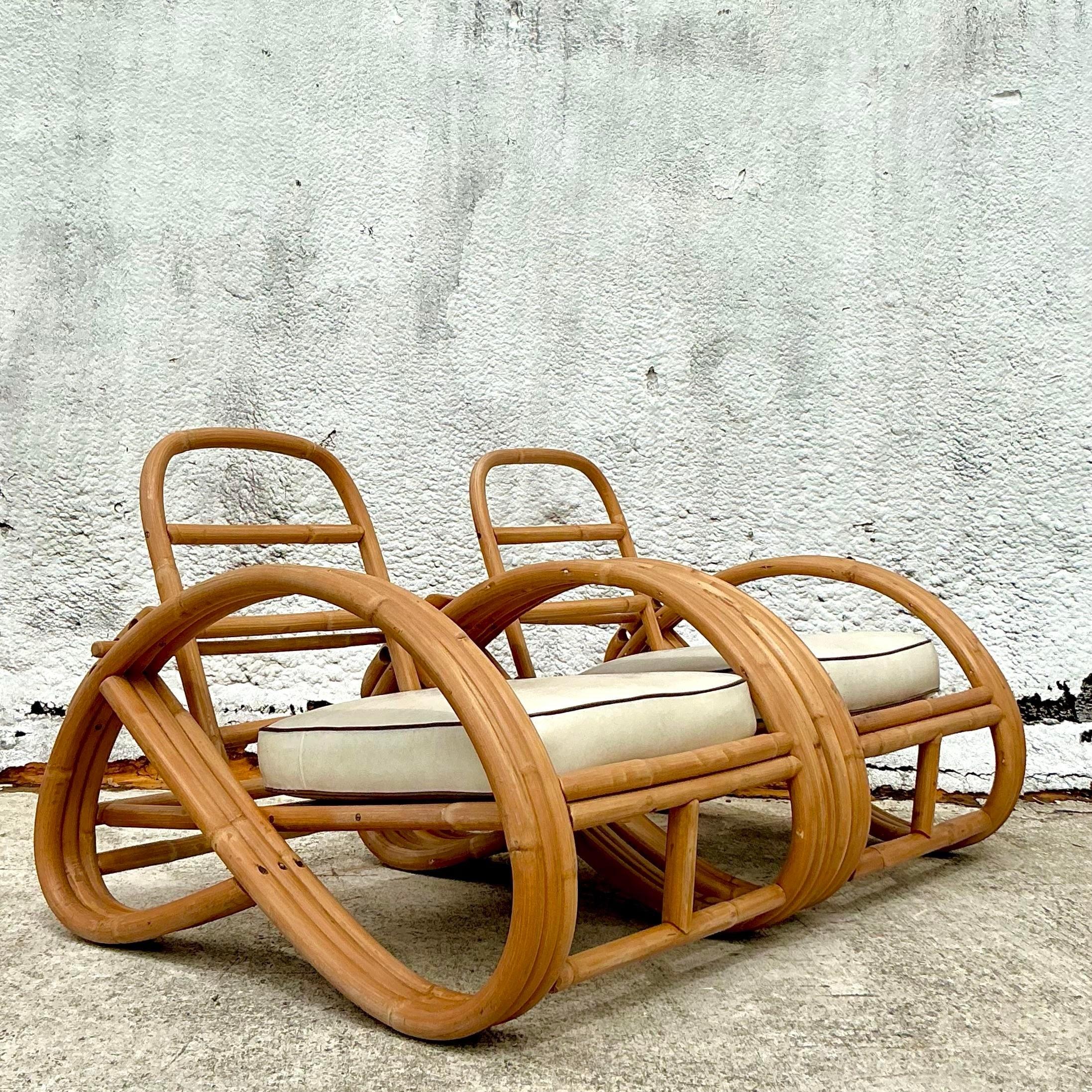 Vintage Coastal Bent Rattan Pretzel Lounge Chairs - a Pair For Sale at ...