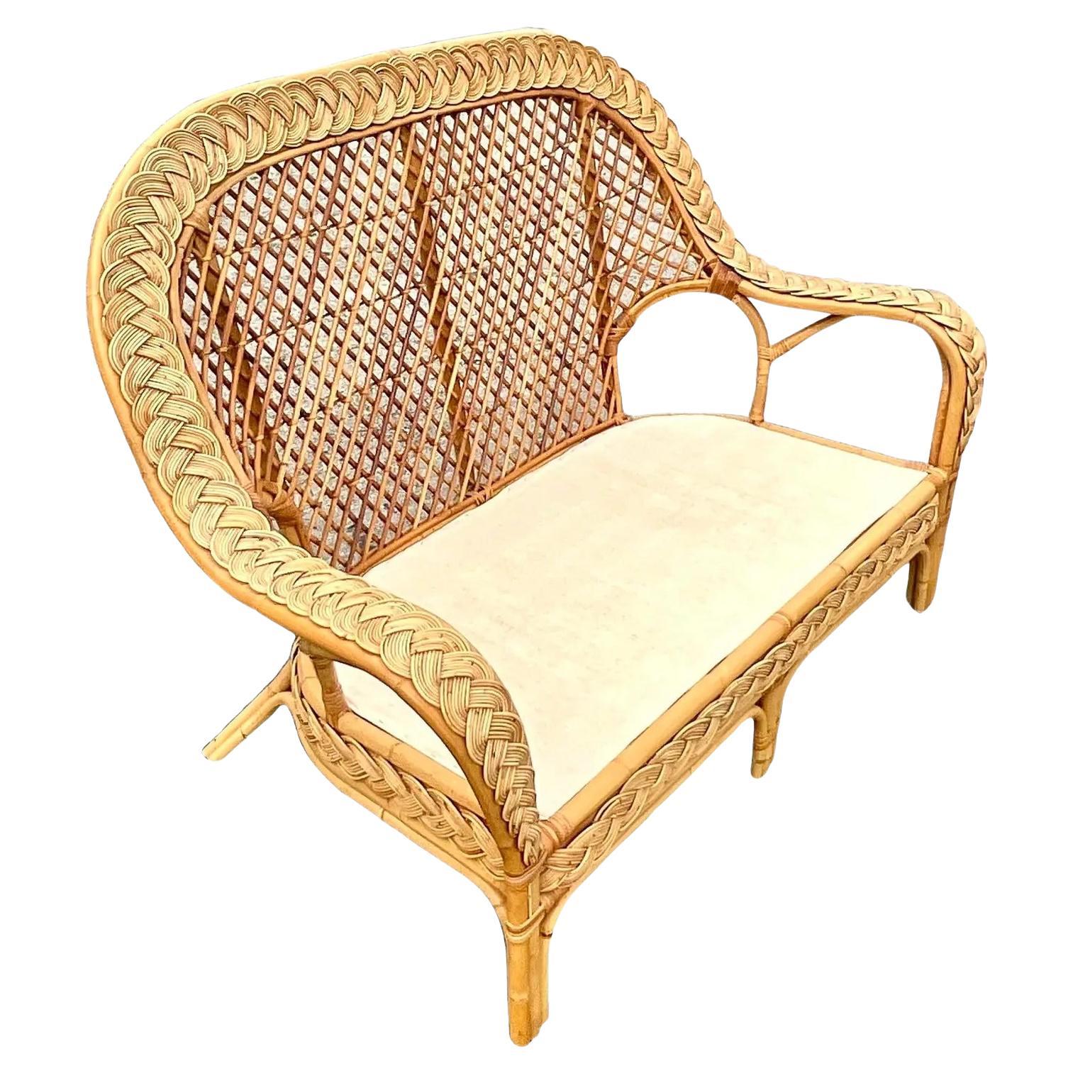 Massive Hooded Rattan Canopy Chair or Loveseat at 1stDibs