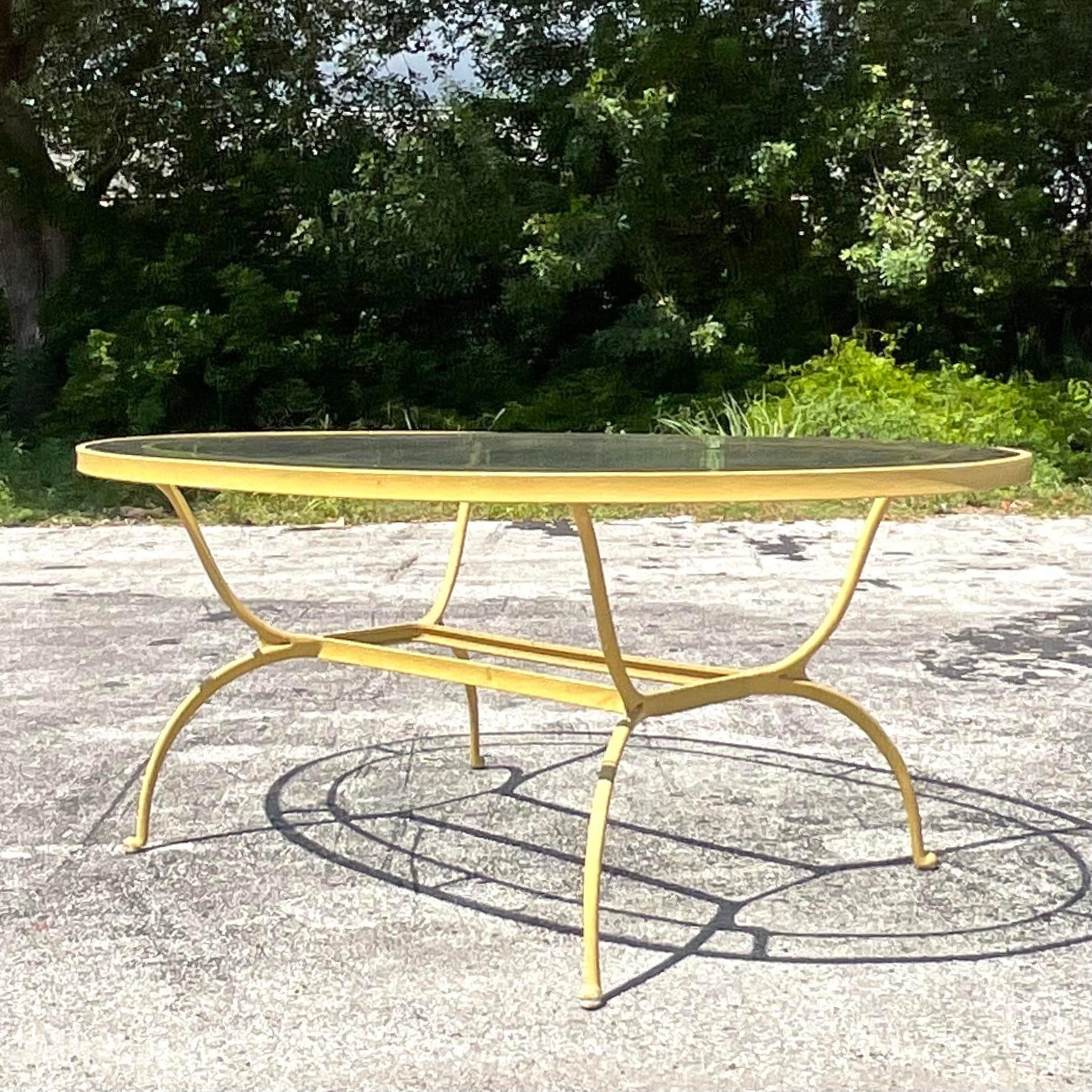 Vintage Coastal Brown Jordan Cast Aluminum Oval Dining Table at 1stDibs