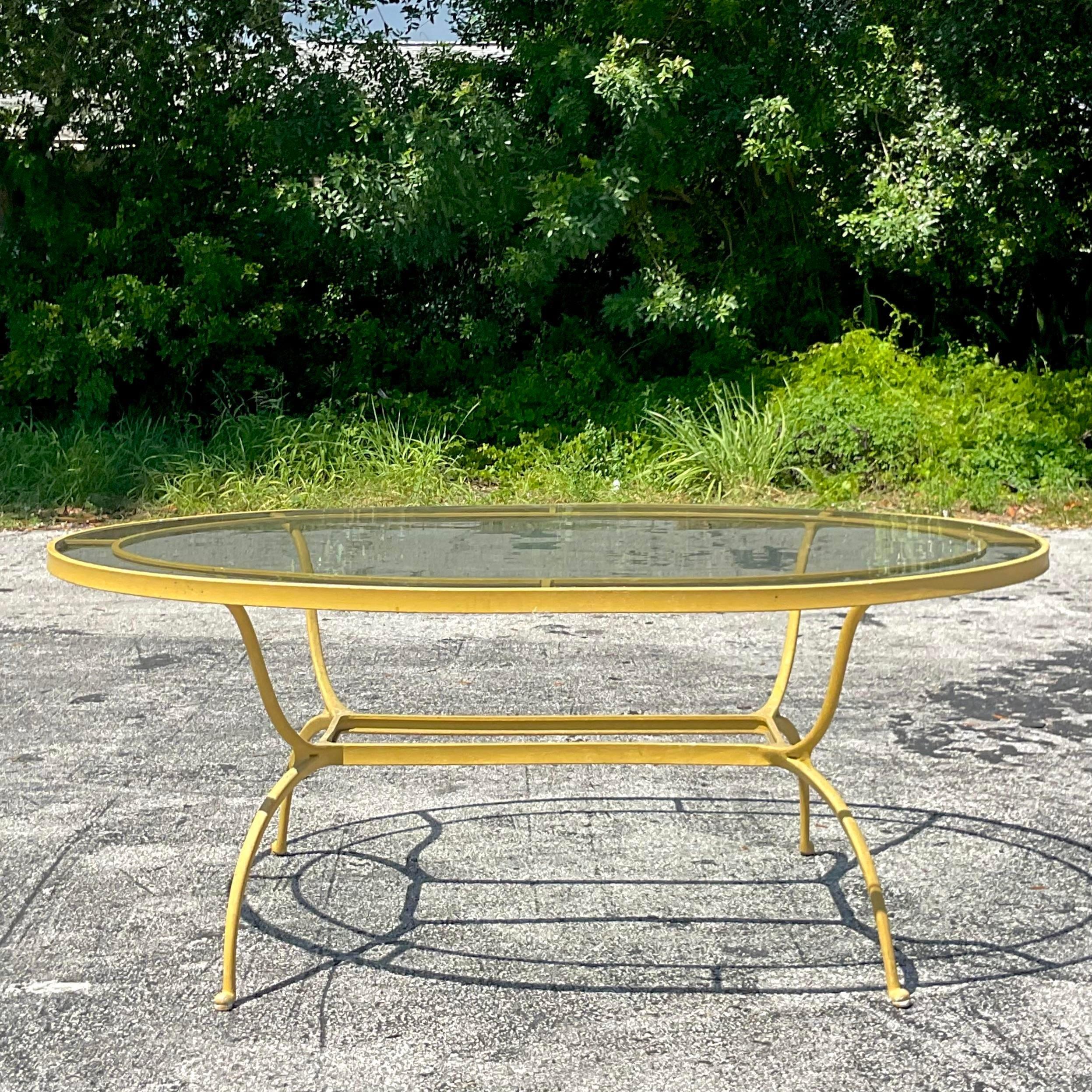 Vintage Coastal Brown Jordan Cast Aluminum Oval Dining Table at 1stDibs