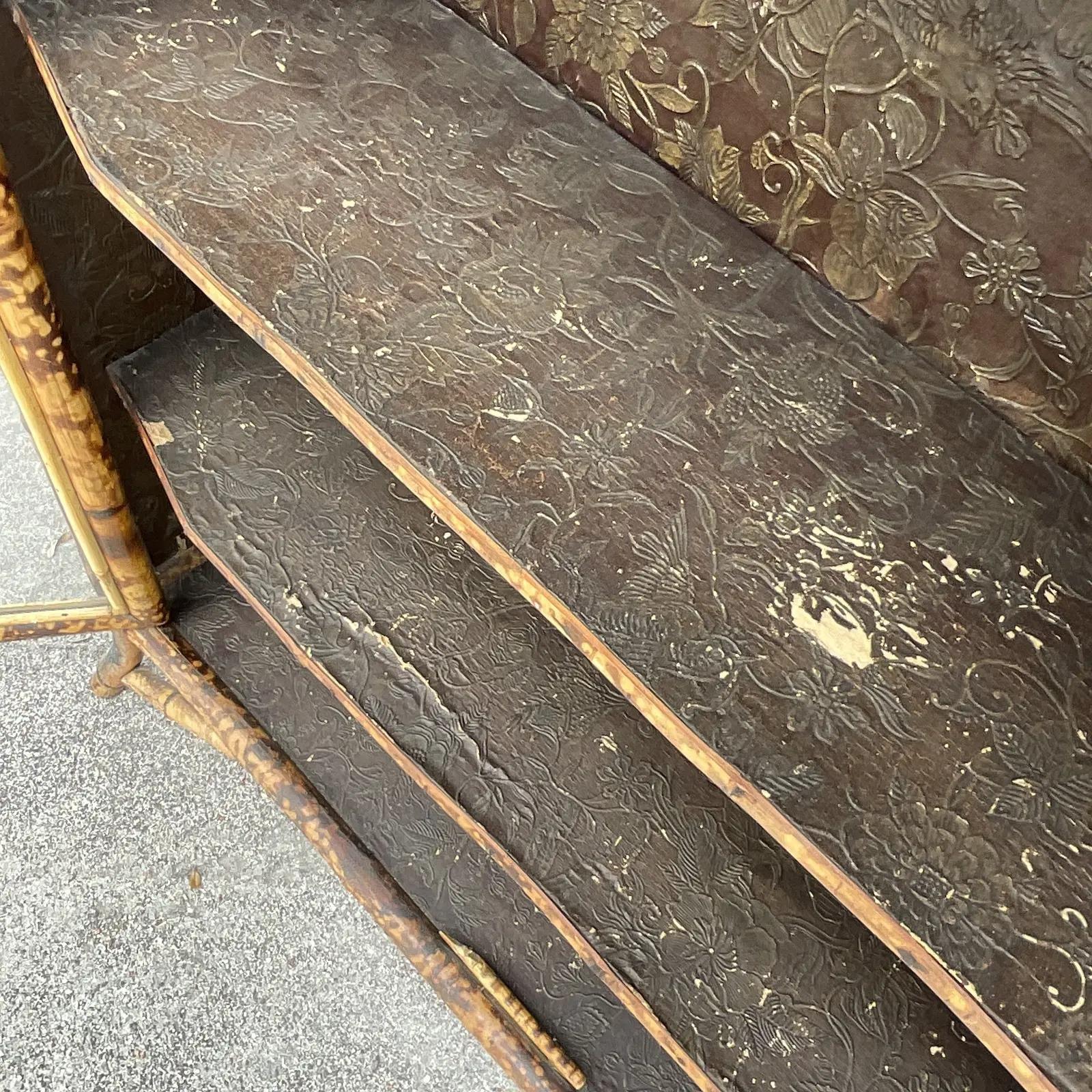 Vintage Coastal Burnt Bamboo Collectors Cabinet at 1stDibs