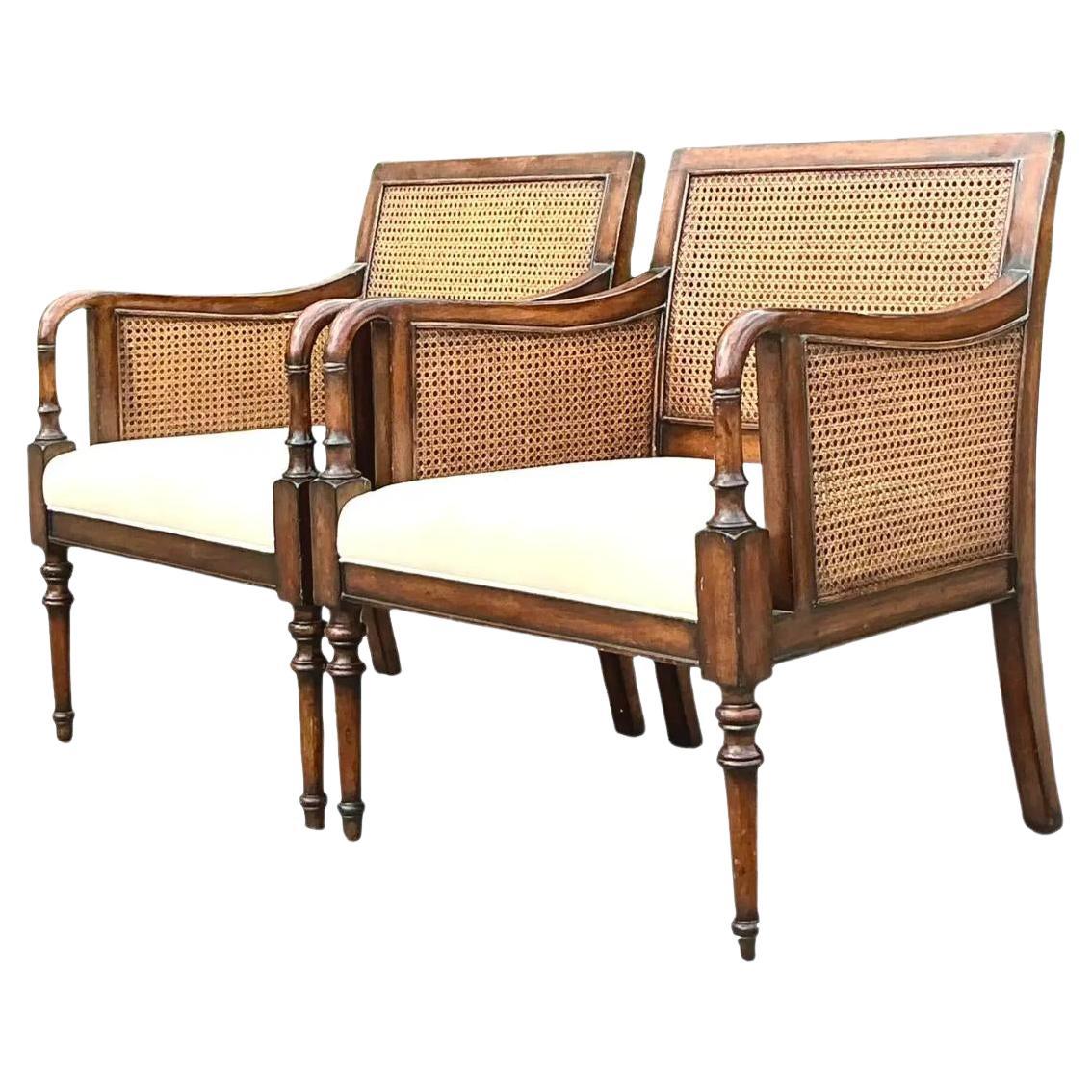 Vintage Coastal Cane Lounge Chairs - a Pair For Sale at 1stDibs