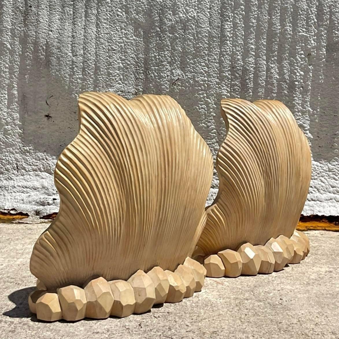 Vintage Coastal Carved Clam Shell Dining Table Pedestals - Set of 2 at ...