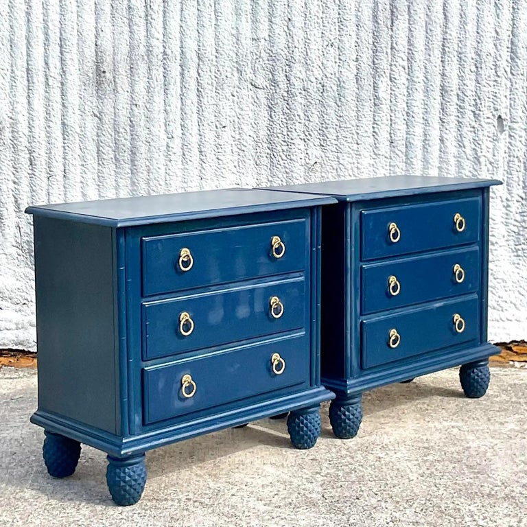 Vintage Coastal Carved Pineapple Chest of Drawers, a Pair For Sale at ...