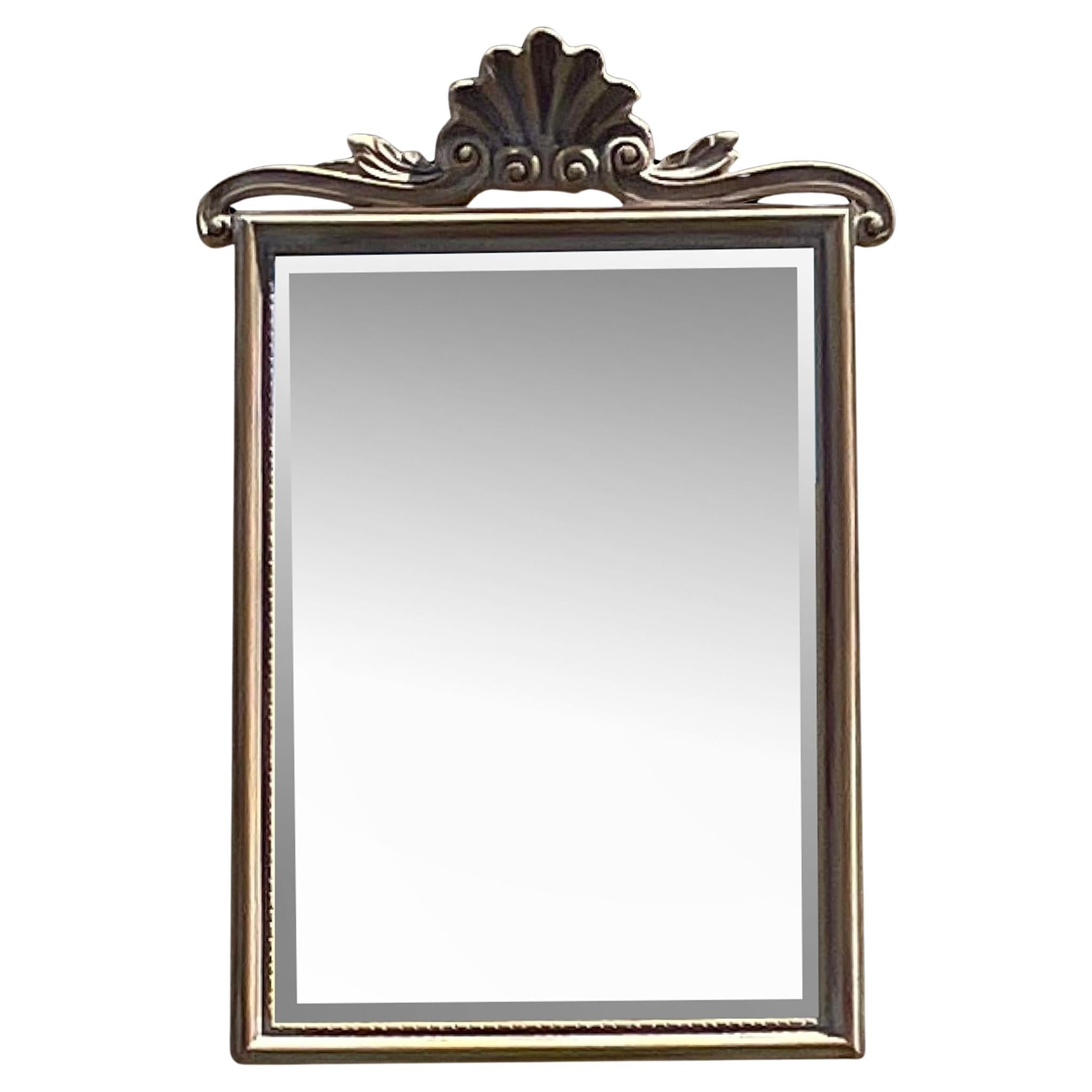 Vintage Coastal Carved Shell Mirror For Sale at 1stDibs