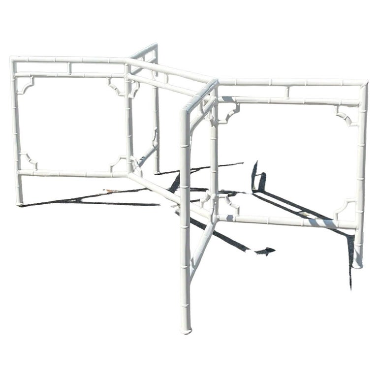 Vintage Coastal Cast Aluminum Bamboo Fretwork Dining Table Pedestal For ...