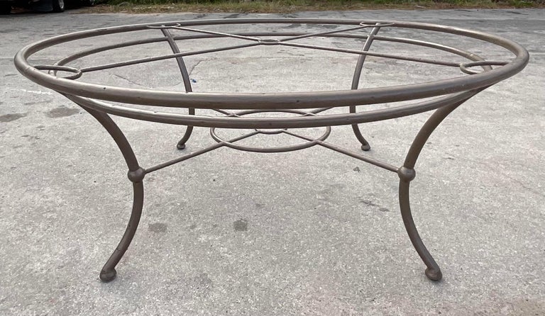 Vintage Coastal Cast Aluminum Target Back Dining Table For Sale at 1stDibs