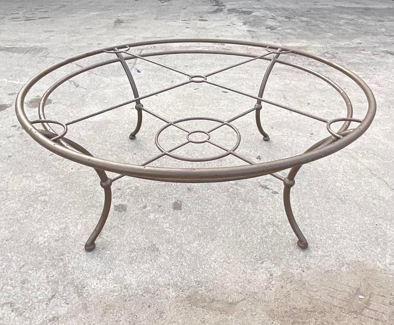 Vintage Coastal Cast Aluminum Target Back Dining Table For Sale at 1stDibs