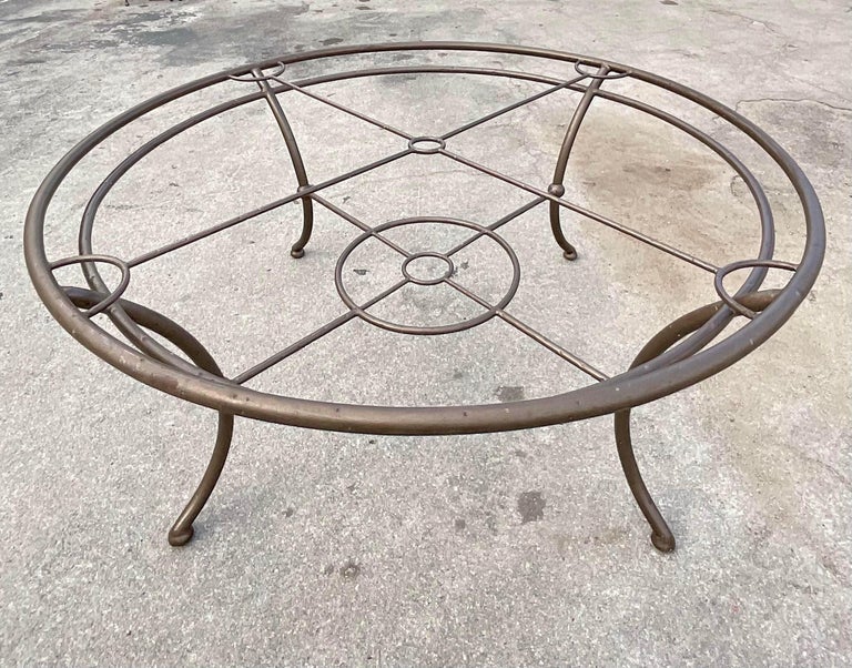 Vintage Coastal Cast Aluminum Target Back Dining Table For Sale at 1stDibs