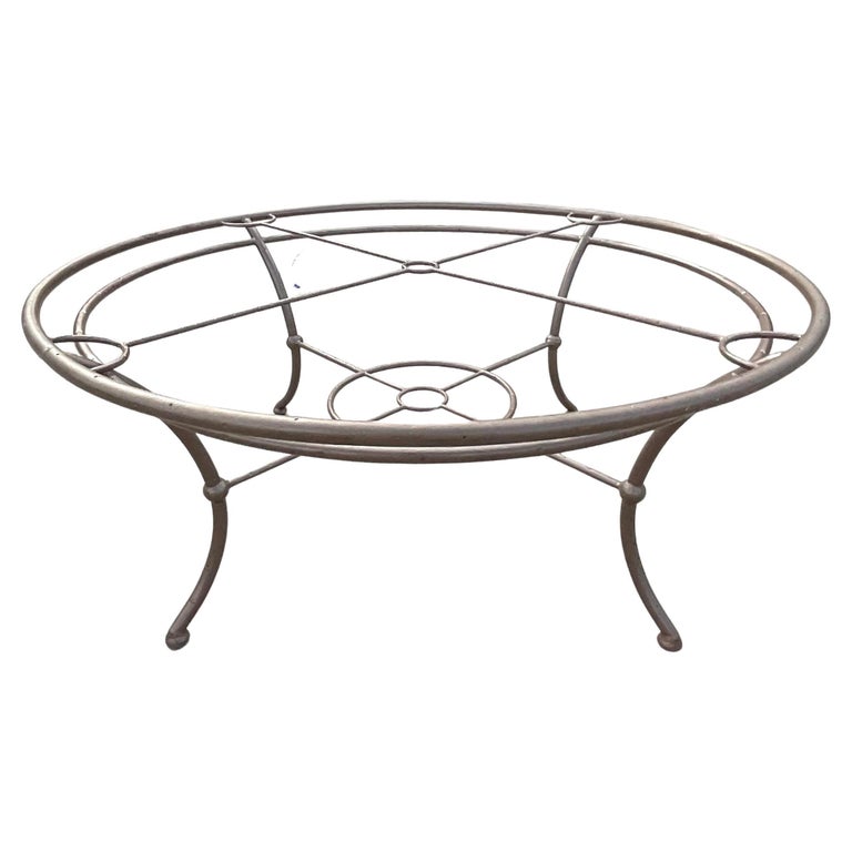 Vintage Coastal Cast Aluminum Target Back Dining Table For Sale at 1stDibs