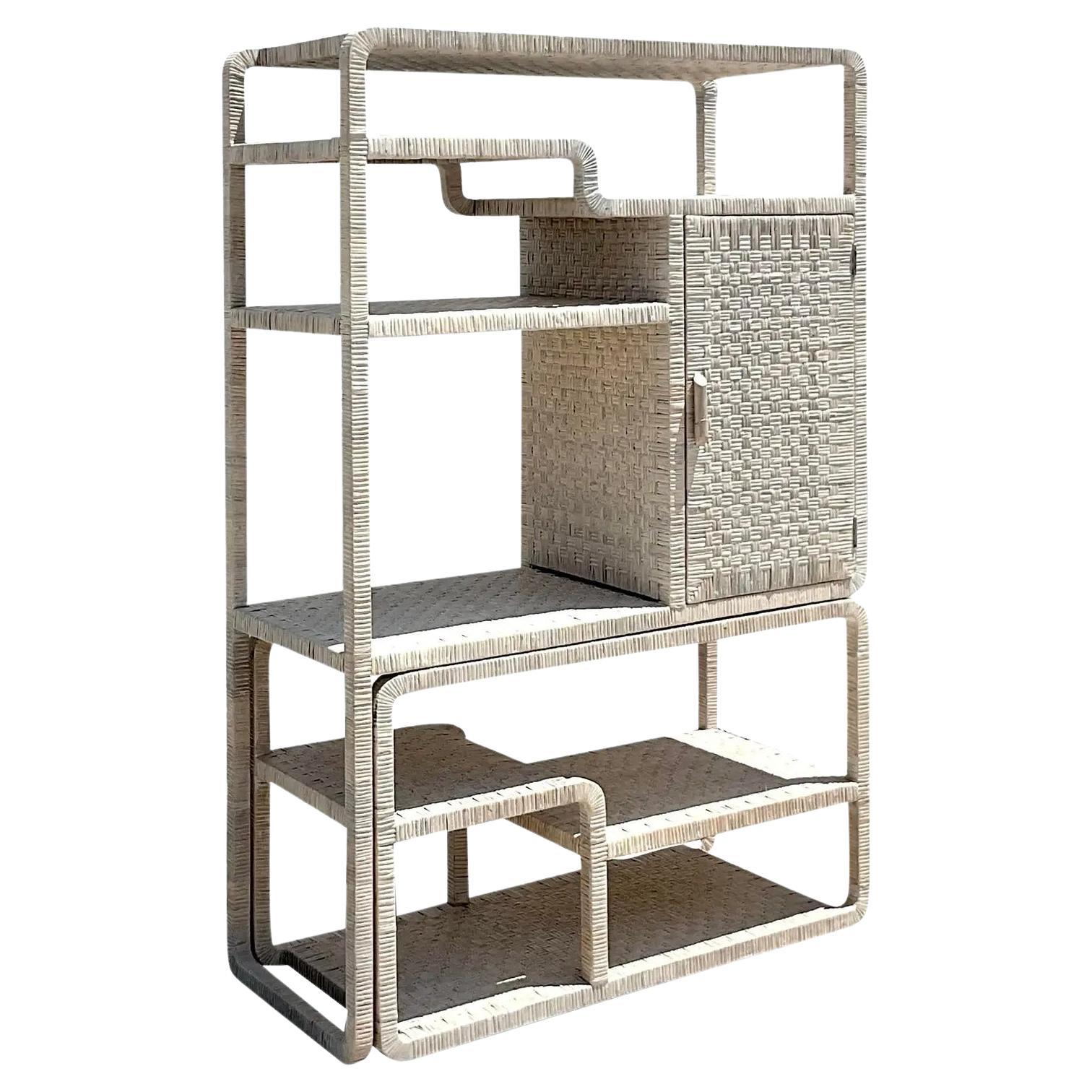 Rattan Etagere Wall Unit - 4 For Sale on 1stDibs | rattan wall cupboard ...