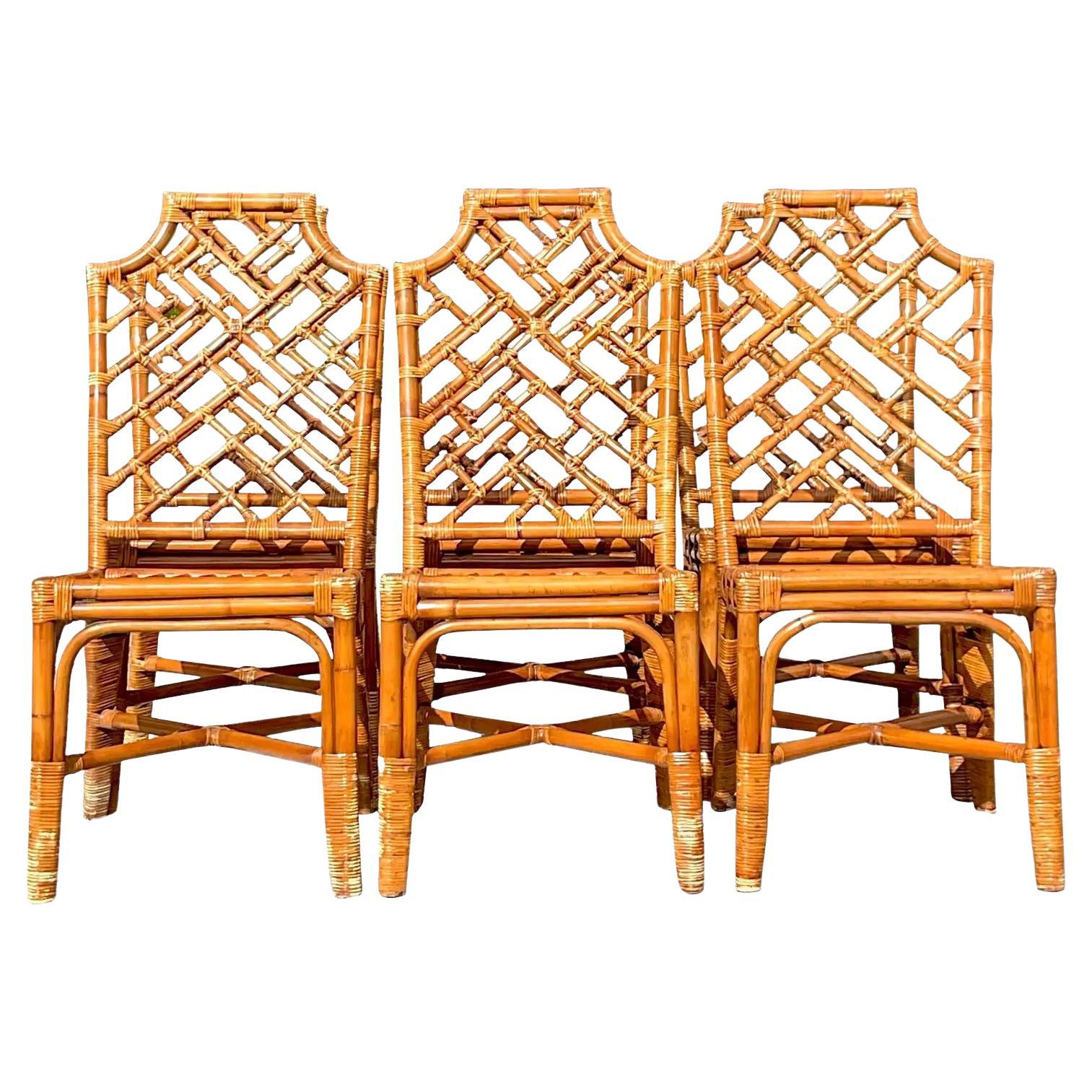 Vintage Coastal Chinese Chippendale Pagoda Dining Chairs - Set of 6 For ...