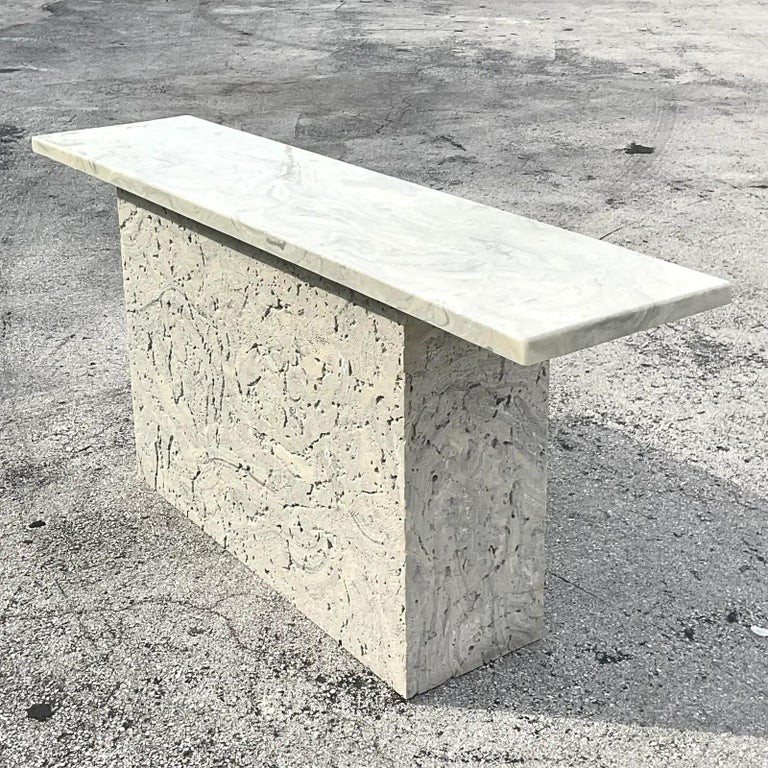 Vintage Coastal Coquina Stone Console Table For Sale at 1stDibs