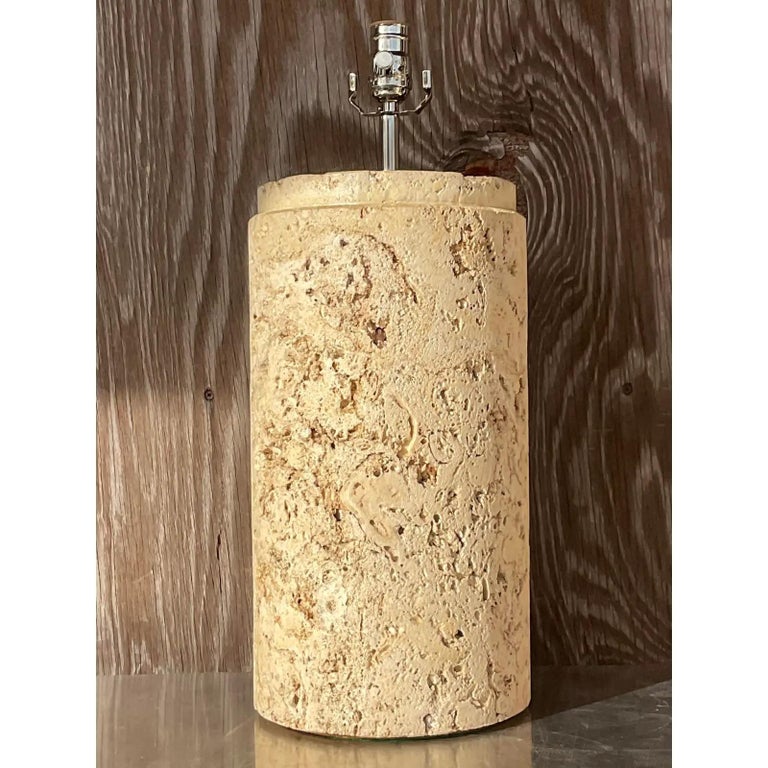 Vintage Coastal Coquina Stone Table Lamp For Sale at 1stDibs
