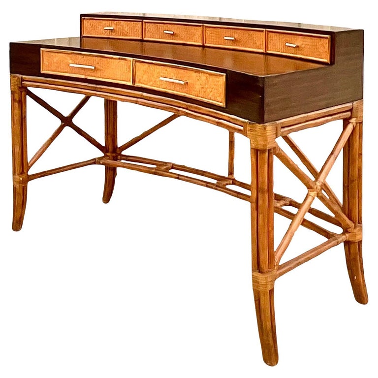 Vintage Coastal Curved Writing Desk at 1stDibs