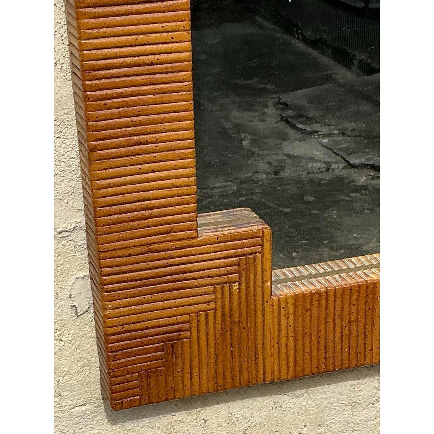 Vintage Coastal Drexel Wrapped Rattan Notched Corner Mirror For Sale at ...